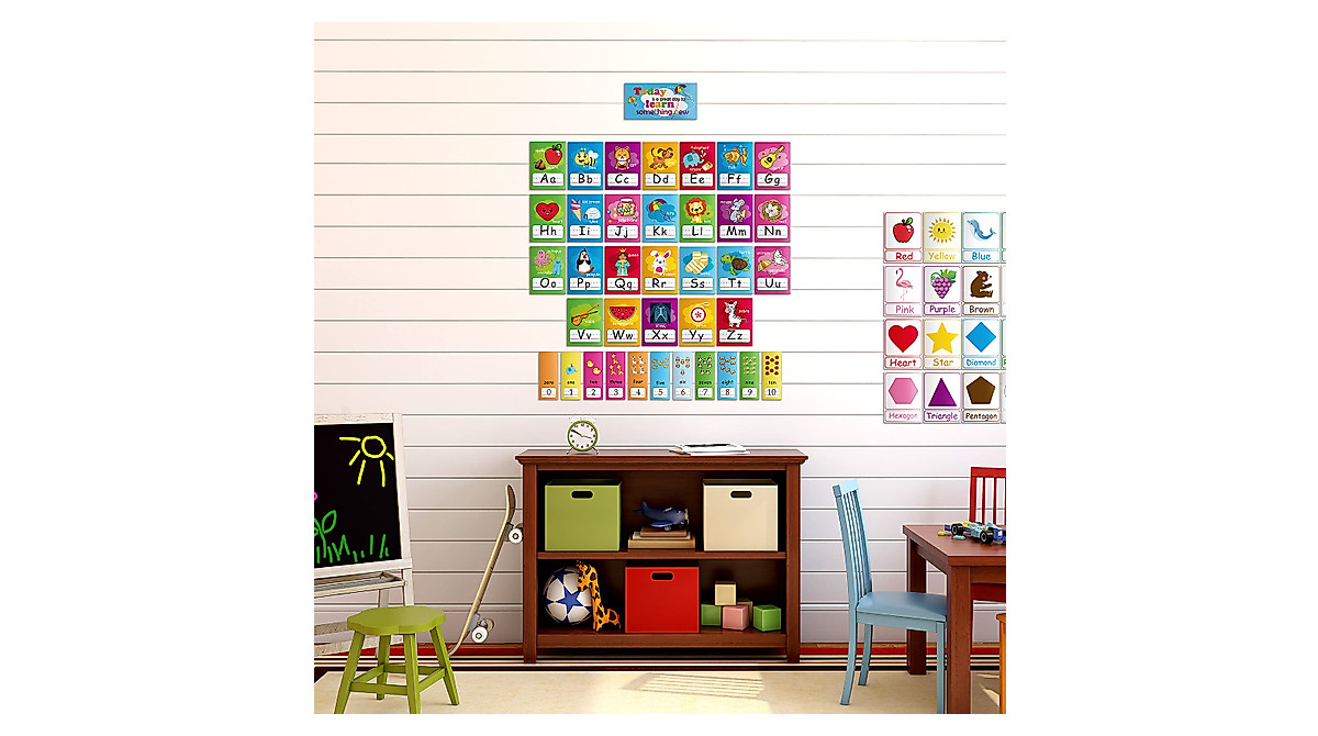 Educational Preschool Cards Set with Alphabet, Numbers & Shapes