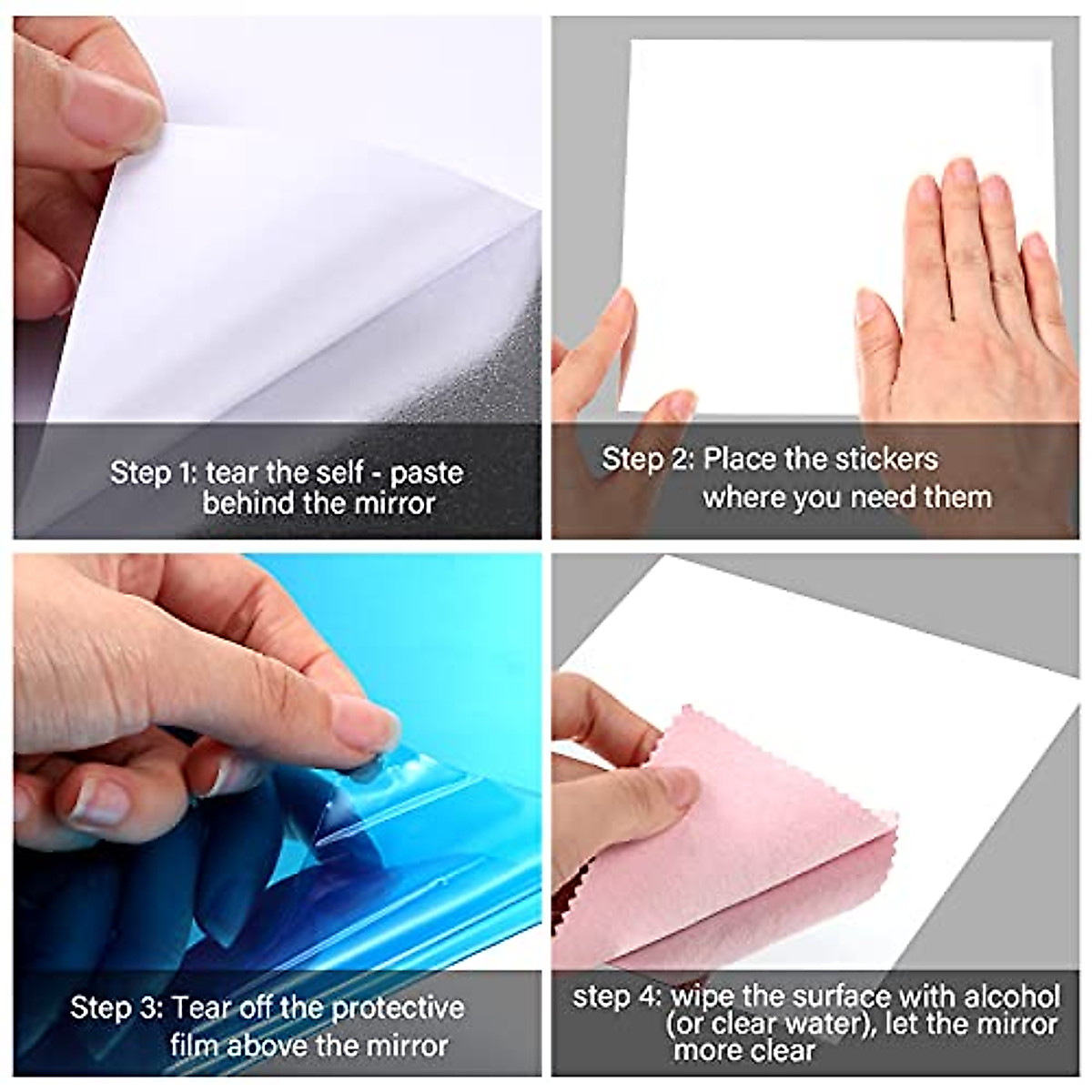 Zonon Flexible Mirror Sheets Self Adhesive Non Glass Mirror Tiles Mirror Stickers for Home Wall Decor (10 Pieces, 12 x 12 Inches)