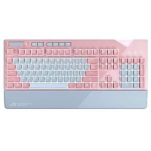 ASUS ROG Strix Flare Pnk (Cherry MX Brown) Limited Edition Mechanical Gaming Keyboard with Switches, Aura Sync RGB Lighting, Customizable Badge, USB Pass Through and Media CONTROLS (Renewed)