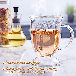 Bivvclaz 2-Pack 16 oz Double Wall Glass Coffee Mugs, Large Insulated Coffee Cups, Clear Borosilicate Glass Mugs, Perfect for Cappuccino, Tea, Latte, Americano, Hot Beverage, Microwave Safe