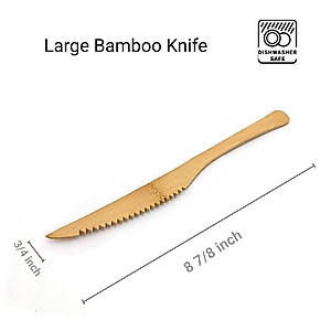 JapanBargain 4107x6, Bamboo Dinner Knife Butter Spreader Kids Knife for Eating Appetizer Furit Dessert Snack Reusable Dishwasher Safe, Set of 6, 9-inches