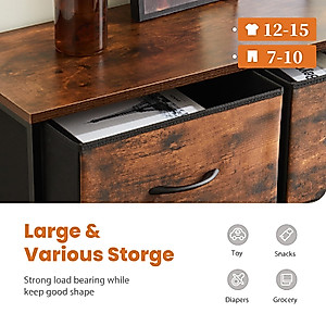 Sweetcrispy Dresser, Tall Dresser for Bedroom, Drawer Dresser Organizer Storage Drawers with 10 Drawers, Chest of Drawers with Fabric Bin, Steel Frame, Wood Top for Bedroom, Closet, Entryway