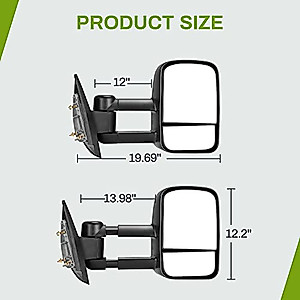 AUTOSAVER88 Towing Mirrors Compatible with 2007-2013 Chevy Silverado 1500 Avalanche, Manual Telescoping Side Tow Mirror for 2007-2014 GMC Yukon XL 1500/2500 Sierra 2500 HD/3500 HD Pair Set
