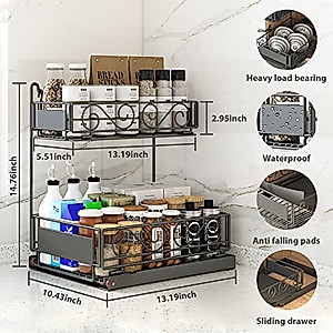 TALVADI Under Sink Organizer, Sliding Cabinet Basket Organizer, Pull Out Cabinet Organizer 2-Tier Under Cabinet Storage, Multi-Use for Under Kitchen Bathroom Sink Organizers & Storage…