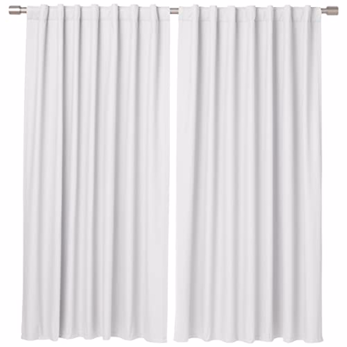 Amazon Basics Room Darkening Blackout Window Curtains with Back Tab Hanging Loops - 52" x 63", White