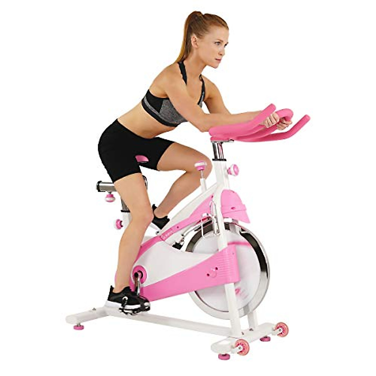 Sunny Health & Fitness P8150 Belt Drive Premium Indoor Cycling Bike, Pink