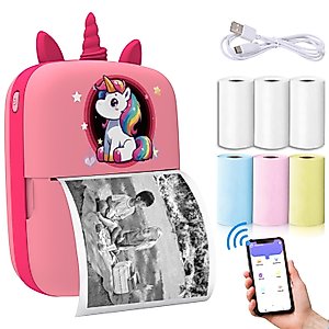 Oskeray Portable Thermal Printer, Mini Stick Printer, Bluetooth Pocket Printer Compatible with Android & iOS, Mobile Thermal Printer for Journal, School Note, Photo, Pink