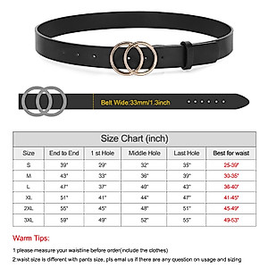XZQTIVE 3 Pack Women's Leather Belts For Jeans Dresses Pants Fashion Ladies Waist Belt with Gold Buckle