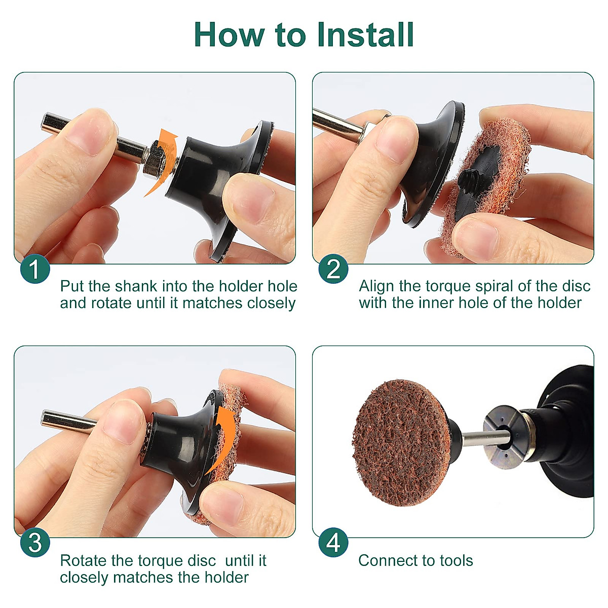 90pcs 2 inch Quick Change Sanding Discs, SUNJOYCO Nylon Surface Conditioning Discs, 1/4" Roll Lock Holder Die Grinder Sanding Disc for Surface Strip Grind Polish Burr Finish-Fine Medium Coarse