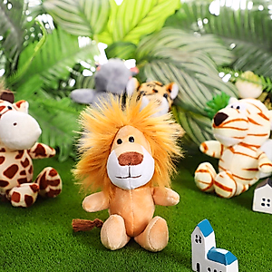 Sumind 12 Pieces Mini Stuffed Forest Animals Jungle Animal Plush Toys 4.8 Inch Cute Elephant Lion Giraffe Tiger Plush for Animal Themed Parties Achievement(Standing)