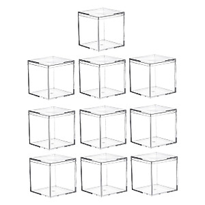 GLEAVI Clear Square Cube 60 Pcs Packing Box Candy Containers Party Candy Bag Party Gift Candy Cake Gift Container Candy Packaging Case Party Candy Storage Cases Seal Specimen Acrylic