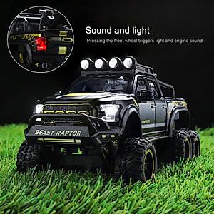 Diecast Pickup Truck Toy F150 Zinc Alloy Metal Model Car 1:24 Scale for Kids Toy Gift (Black)