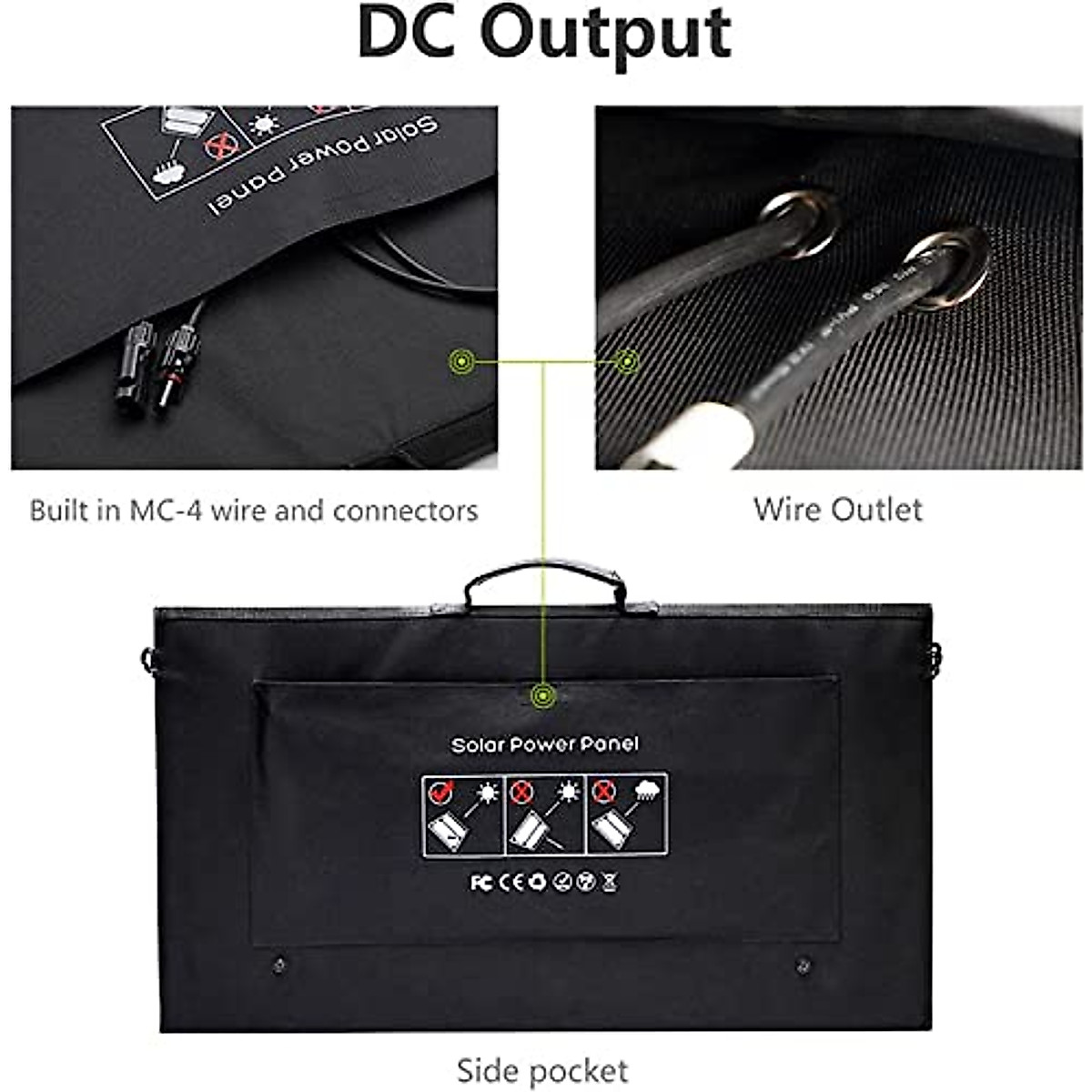 Foldable 100W Solar Panel, Portable Solar Module for Portable Power Station and Solar Generator High Performance Battery Pack for Camping Garden Laptop