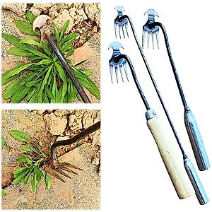 TNOODA Weeding Artifact Uprooting Weeding Tool, 2023 New Premium Manganese Steel Forged Weed Puller 4 Teeth Dual Purpose Weeder, Manual Hand Weeder Tool for Garden with Long Handle for Garden (A+B+C)