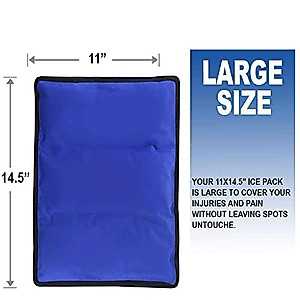 Gel Soft Flexible Ice Pack for Injuries Reusable - (Large: 11"x14.5") for Hip, Shoulder, Knee, Back - Comfy Cold Pack Compress for Swelling, Bruises, Surgery