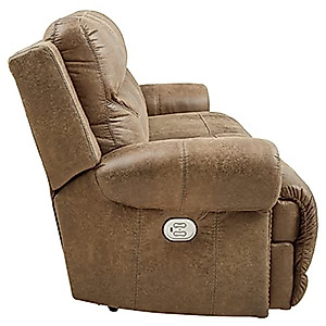 Signature Design by Ashley Grearview 2 Seat Power Reclining Sofa with Adjustable Headrest, Light Brown