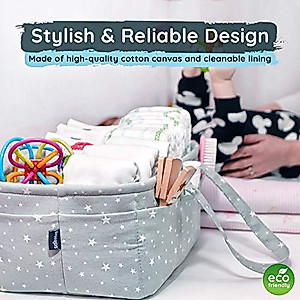 StarHug Baby Diaper Caddy Organizer - Baby Shower Basket | Large Nursery Storage Bin for Changing Table | Car Travel Tote Bag | Newborn Registry Must Have | Bonus Bottle Cooler | Gray