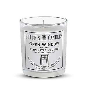 Price's - Open Window Jar Candle - Odour Eliminating Candle - Made with Lily, Violet and Orange Flower Extracts - Clean, Fresh, Quality Fragrance - Long Lasting Scent