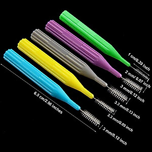 50 Pieces Braces Brush for Cleaner Interdental Brush Toothpick Dental Flossing Head Oral Hygiene Flosser Tooth Cleaning Tool (Light Blue, Purple, Yellow, Gray, Light Green)