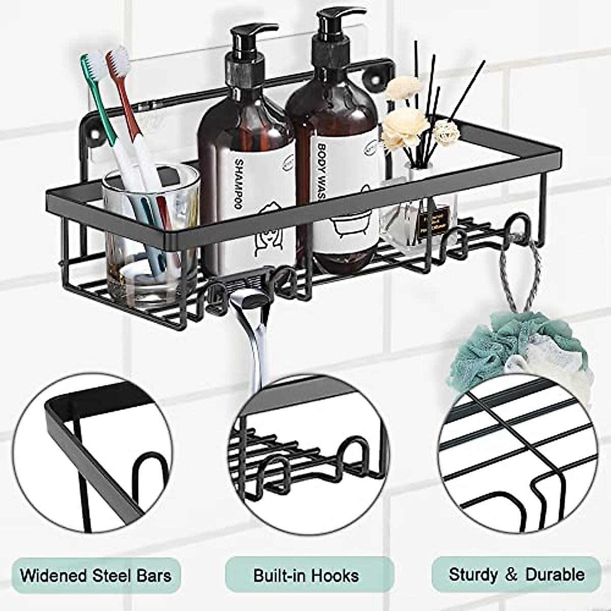 Latysun Shower Caddy,Shower Shelves [4-Pack],Adhesive Shower Organizer No Drilling,Large Capacity,Stainless Steel Bathroom Shower Organizer Basket,Shower Shelf for Inside Shower