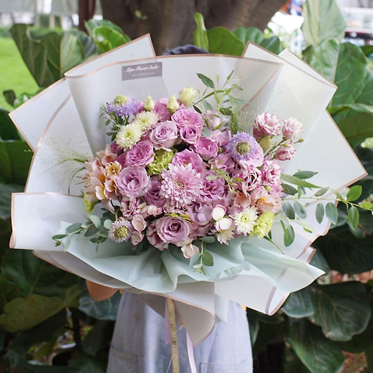 Waterproof Korean Style Flower Wrapping Paper Floral Bouquet Gift Packaging Supplies Multi Colors 40 Counts - Lotus Root Starch