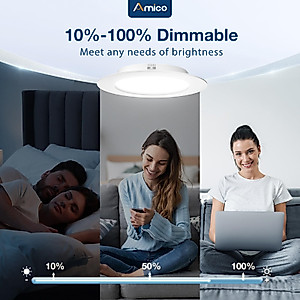 Amico 5/6 inch 5CCT LED Recessed Lighting 20 Pack, Dimmable, IC Rated, 12.5W=100W, 950LM Can Lights with Baffle Trim, 2700K/3000K/4000K/5000K/6000K Selectable, Retrofit Installation - ETL & FCC