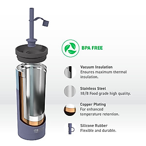 asobu Sippy Double Wall Stainless Steel Tumbler with Silicone Flexible Straw, 20 Ounces (Pastel Purple)