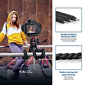 NEEWER Camera Flexible Tripod with Remote Shutter, Mount Adapter for Hero 11 10 9 8, Hidden Phone Holder with Cold Shoe, 1/4" Screw for Magic Arm, Bendable Vlogging Tripod, Load Up to 4.4lb - T30