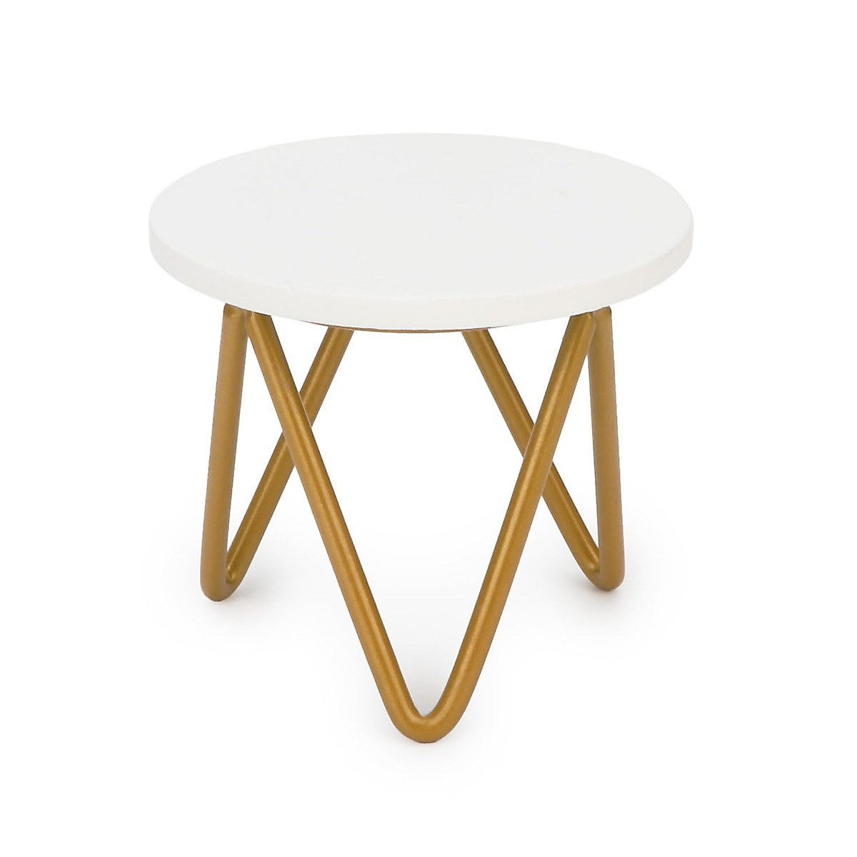 1 12 Scale Dollhouse Furniture Mini Circle Coffee Table Miniature Decor for Living Room Bedroom Family Room Kitchen Balcony Fairy Garden Project Decoration (Golden Stand)