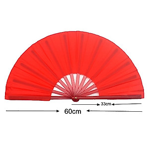 Folding Fans for Men and Women Portable Dance Fan Gifts Red Tai Ji Gong fu Hand Fan for Wedding Performance Festival Theater Party Fan
