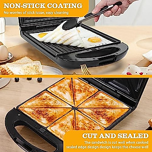 Sandwich Maker 3 in 1, Taylor Swoden 4 Slice Waffle Maker 1200W Panini Press Grill with Non-stick Plates, Double-Sided Heating, Indicator Lights, Cool Touch Handle, Easy to Use & Clean, Black