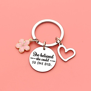 Maxforever Inspirational Quote Keychain Keyring Gifts Women Girl's Key Ring Chain Gift for Daughter, Niece, Sister, Best Friends, Silver, Large