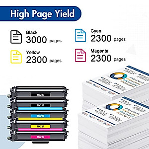 TN-227BK/C/M/Y High Yield 5 Pack Compatible for Brother TN227 TN-227 TN223 TN-223BK/C/M/Y Toner for MFC-L3750CDW MFC-L3770CDW HL-L3290CDW HL-L3210CW HL-L3230CDW MFC-L3710CW HL-L3270CDW Printer