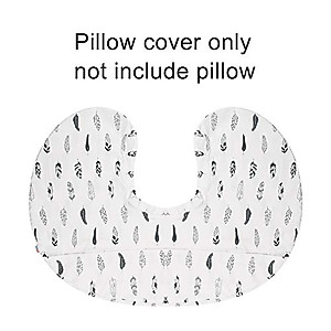 ALVABABY Nursing Pillow Cover Slipcover,100% Organic Cotton,Soft and Comfortable,Feathers Design,Maternity Breastfeeding Newborn Infant Feeding Cushion Cover, ZT01