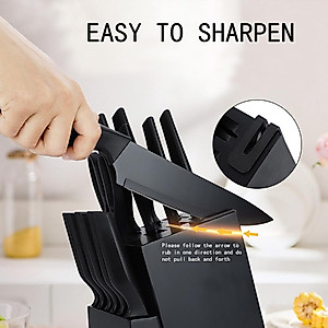 Knife Sets for Kitchen, 15 Pieces Kitchen knives Set with Built-in Sharpener, High Carbon Stainless Steel Chef Knife Block Sets, Sharp & Rust Resistant Dishwasher Safe