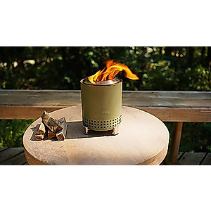 Solo Stove Mesa Tabletop Fire Pit with Stand | Low Smoke Outdoor Mini Fire for Urban & Suburbs | Fueled by Pellets or Wood, Stainless Steel, with Travel Bag, 6.9 x 5.1 in, 1.4lbs, Deep Olive