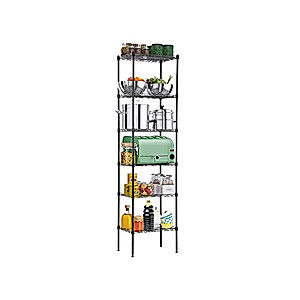 6-Tier Metal Wire Shelving Unit Tall Shelf Storage Rack NSF Certified Storage Shelves 600 Lbs Capacity Standing Utility Shelf for Laundry Kitchen Pantry Garage Organization Snack Shelf