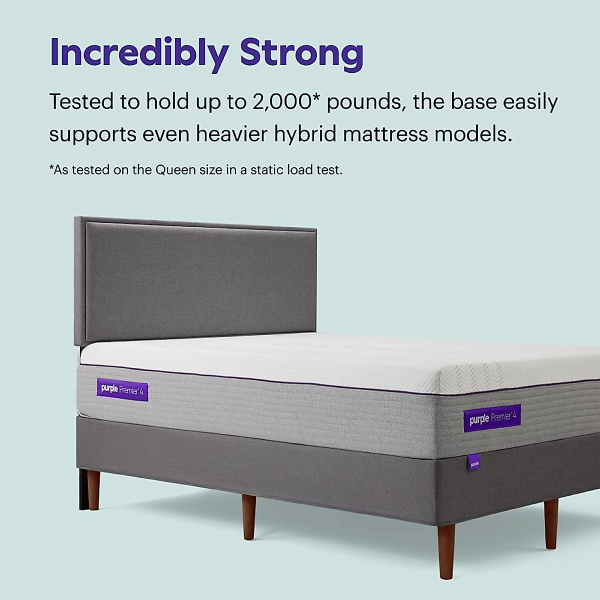 Purple Bed Frame – Charcoal, Cal King, Durable Platform, Easy Assembly, Upholstered with Tapered Wooden Legs, Stylish and Strong