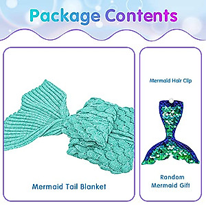 AmyHomie Mermaid Tail Blanket, Soft Crochet Sleeping Bag Blanket for Kids Adults, Mermaid Gift for Girls(ScaleMint,Kids)