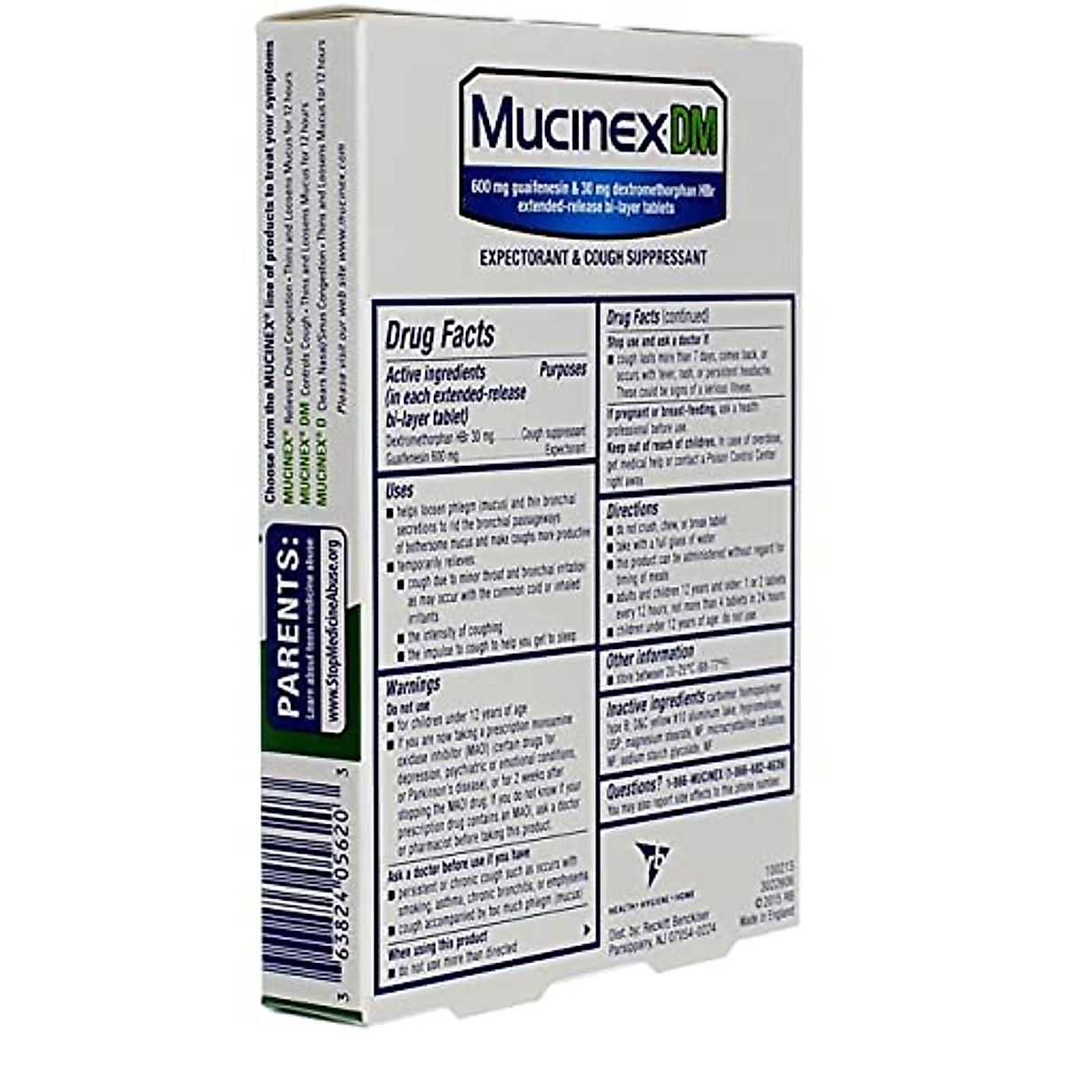 Mucinex DM 12-Hour Expectorant and Cough Suppressant Tablets, 20 Count (Pack of 6)