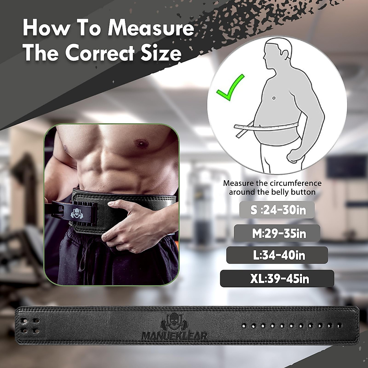 Lever Belt Weightlifting, Leather Lever Belt for Men & Women Powerlifting Lever Belt with 10mm Back Support, Weight Lifting Belt for Weightlifting, Deadlifts, Squat