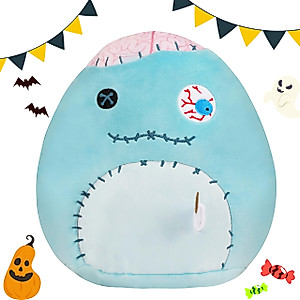 Easfan 12” Halloween Blue Zombie Plush Pillow, Zombie Stuffed Toy, Gift for Girls Boys, Home Decoration on Halloween Party