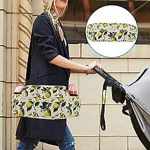 Sinestour Lemon Tree Stroller Organizer with Cup Holder Universal Stroller Organizer Bag Detachable Shoulder Strap Stroller Accessories for Diaper Toys Phone Keys Fit All Baby Stroller