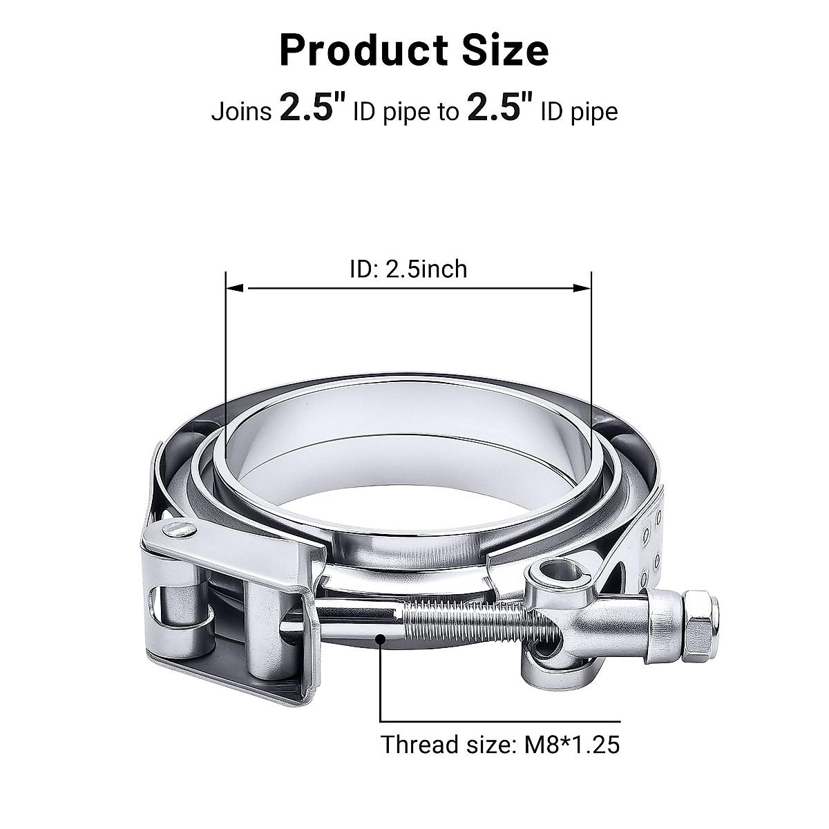 EVIL ENERGY V Band Clamp Quick Release Stainless Steel with Flange Male Female Mild Steel 2.5 Inch