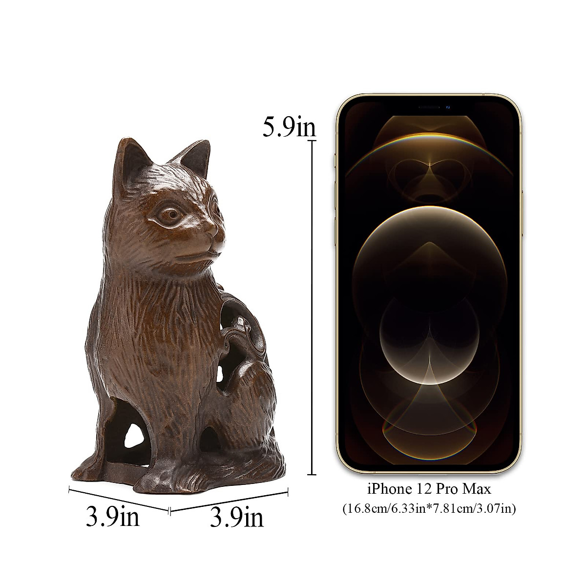 BRASSTAR Brass Sitting Cat Statue Lantern Hollow Cat Sculpture Modeling Ornaments for Indoor Home Desk Collectible Figurine Gift Brown TQGJPT415