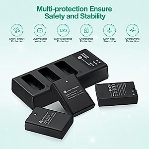 FirstPower EN-EL14 / EN-EL14a Battery 3-Pack and Triple Slot Charger for Nikon D3500 D3400 D3300 D3200 D3100 D5600 D5500 D5300 D5200 D5100 DF Coolpix P7000 P7100 P7700 P7800 Cameras