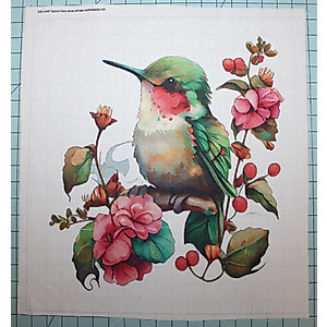 Fabric Panel 8"x8" Hummingbird 100% Cotton Quilting Panel Square AM1506