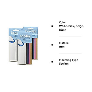 Bondex Mend and Repair with No Sew Iron-On Patch Fabric Mending Tape 1.25x7" (3.175cm x 17.78cm) White, Beige, Black, Navy, Pink, Tan (6pc) (3pk)