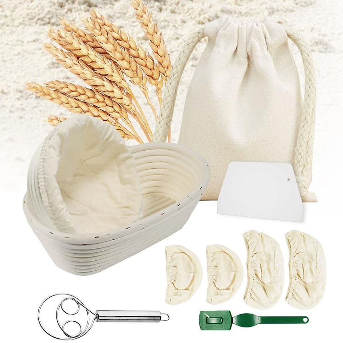 Bread Proofing Basket, Sourdough Bread Baking Supplies and Tools Sourdough Proofing Basket Set of 5.1 Inch Round and 9.8 Inch Oval Bread Making Kit of Bread