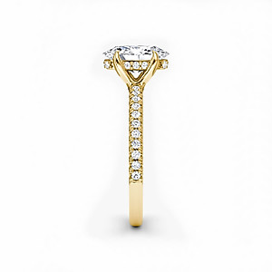 1.5 Carat Center Floating Solitaire Oval Cut Moissanite Engagement Ring for Women, 18k Yellow Gold Brilliant Pavé Side Stone Wedding Promise Ring for Her, Anniversary Christmas Gift Free Engraved